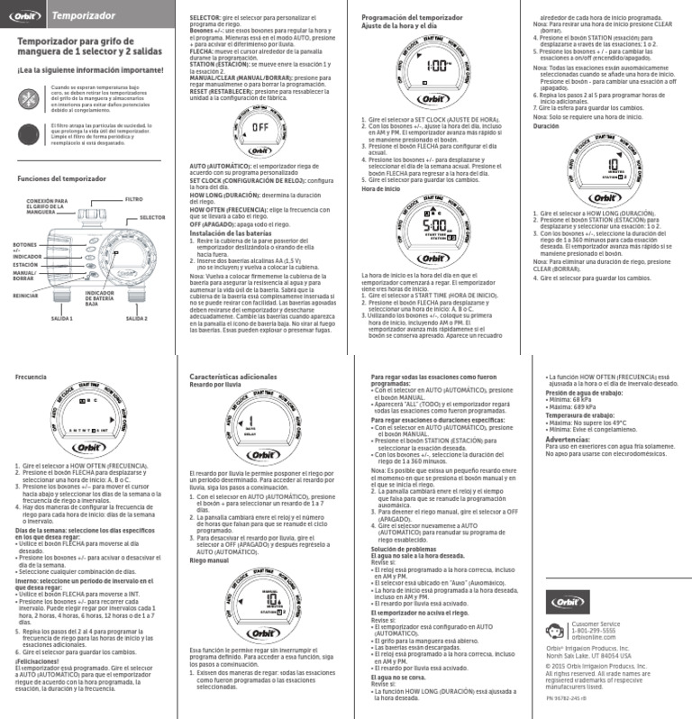 Programador Grifo 2 Vias Orbit | PDF