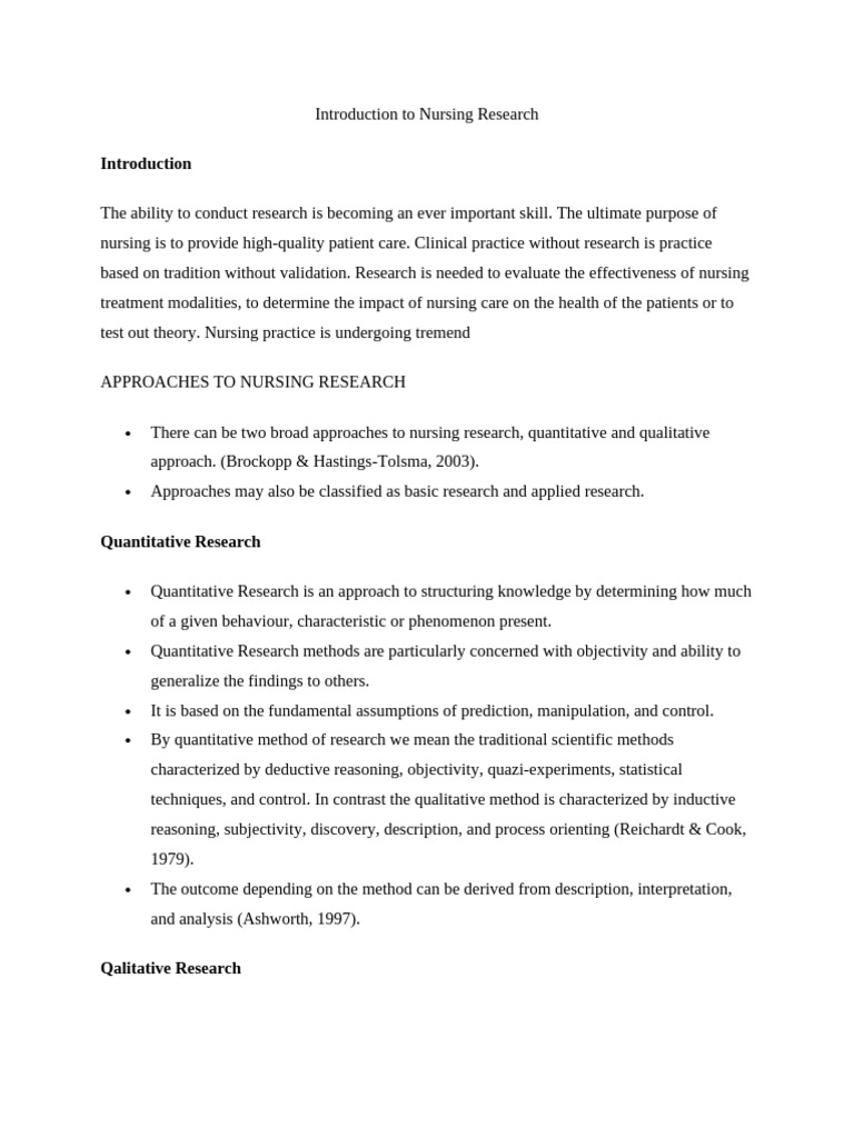 Introduction To Nursing Research | PDF