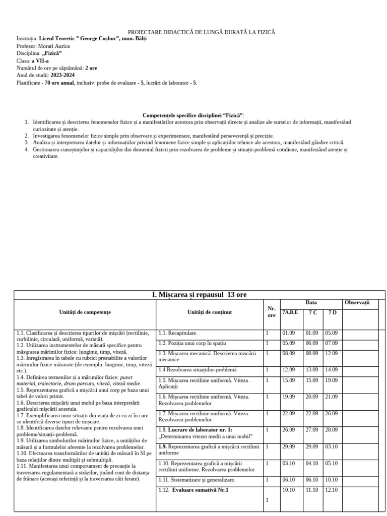 Clasa 7 2023-2024 | PDF