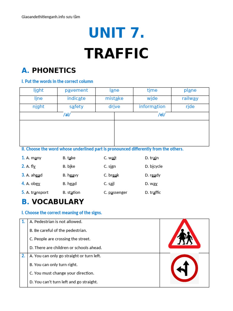 Unit 7. Traffic | PDF