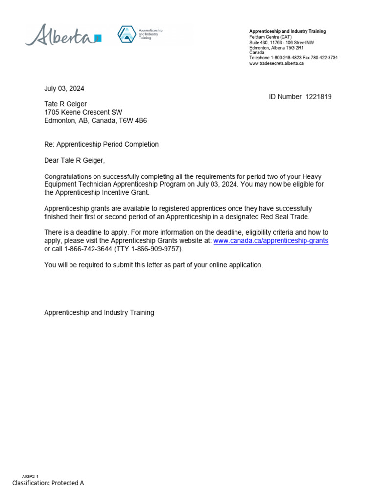 Tate- Second Year Passing Letter 2 | PDF