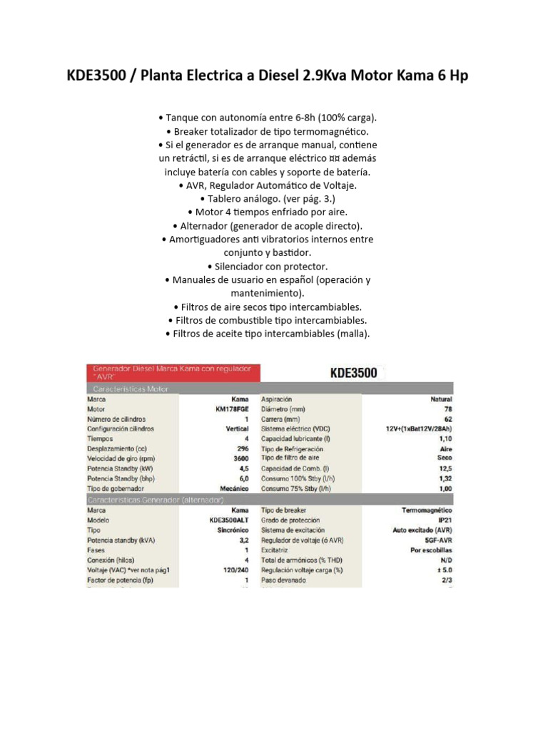 Ficha Técnica Kde3500 | PDF