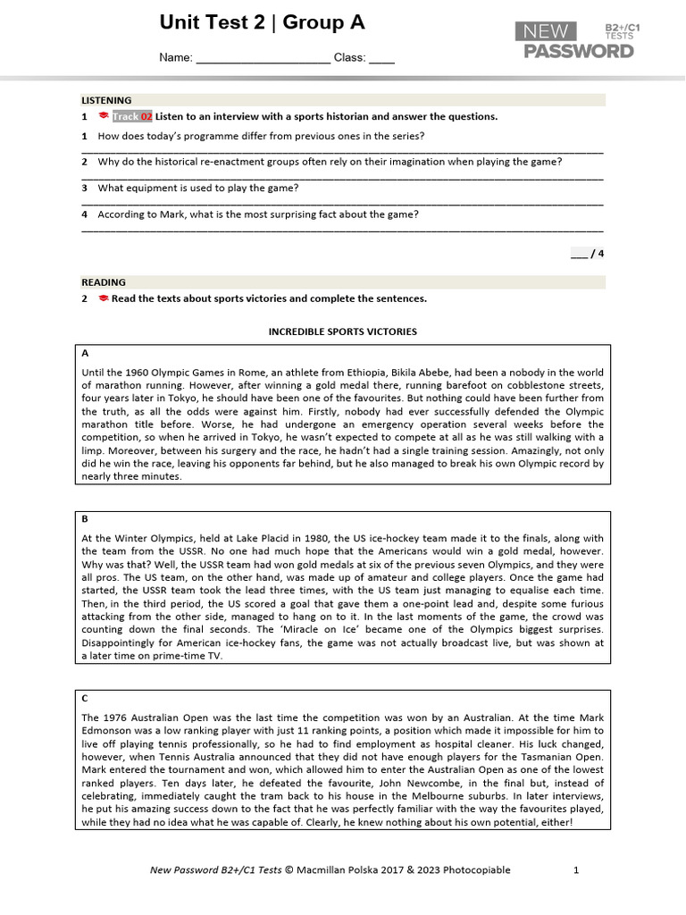 New Password B2 C1 UT 2A | PDF