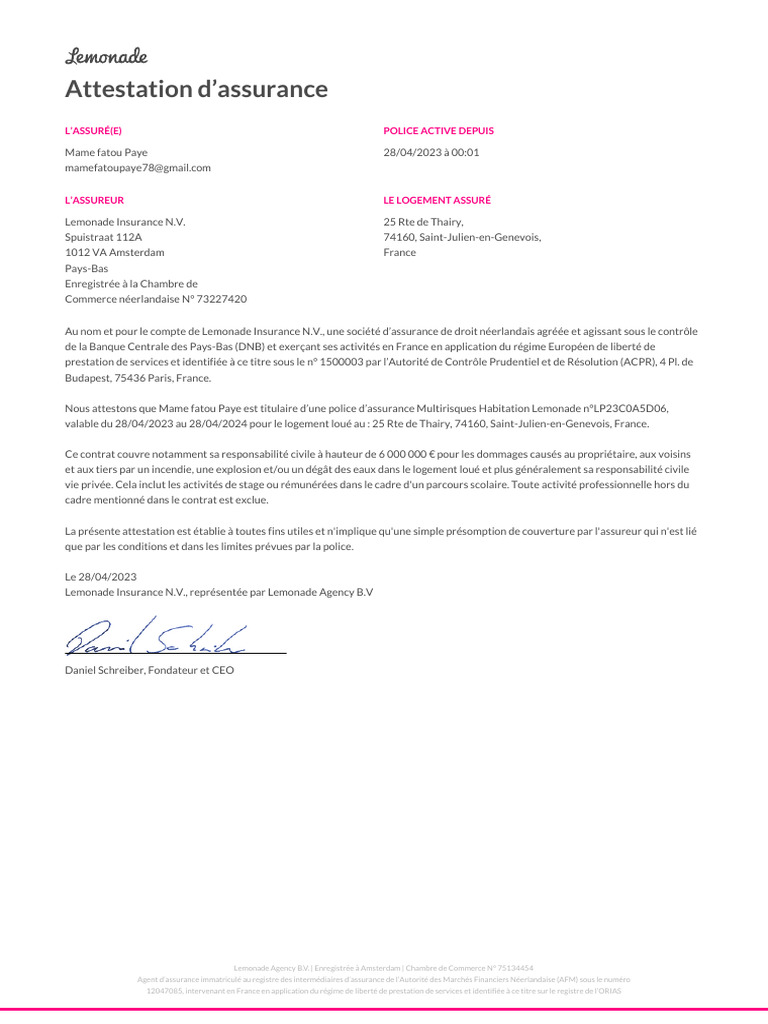 Attestation D'Assurance | PDF