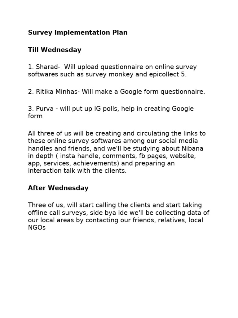 Survey Implementation Plan | PDF
