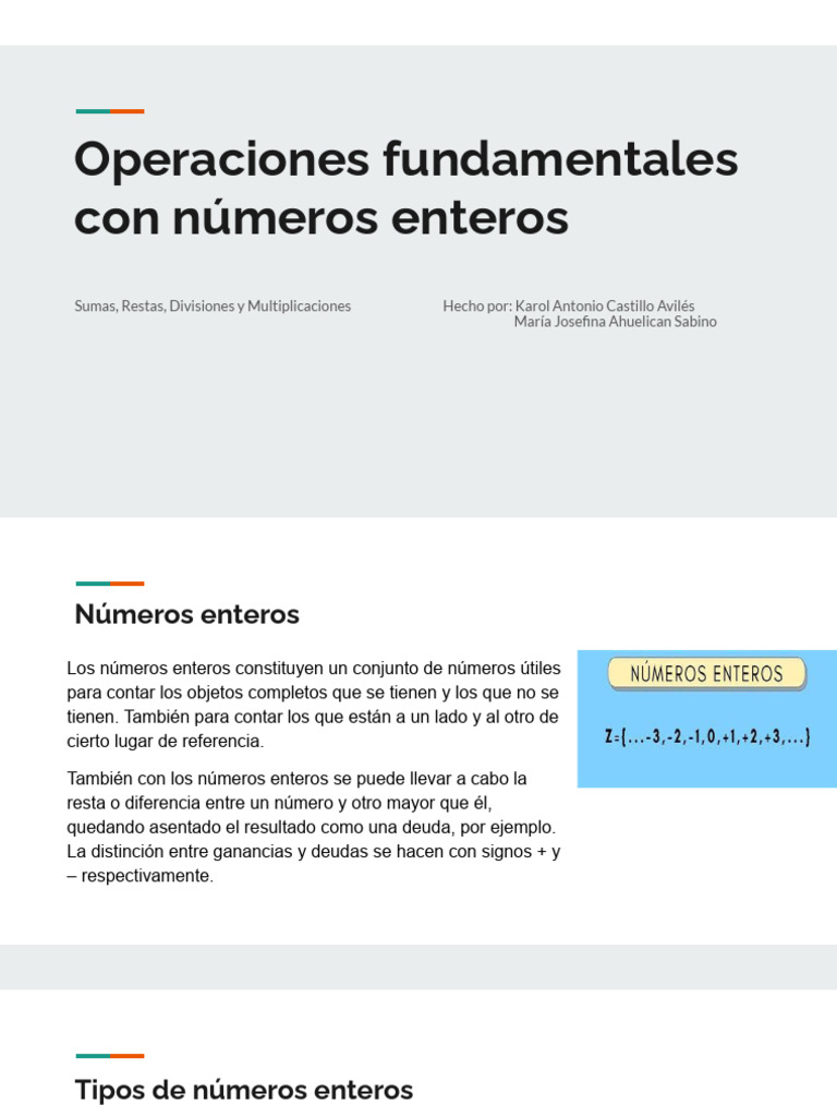 Operaciones Fundamentales Con Números Enteros | PDF