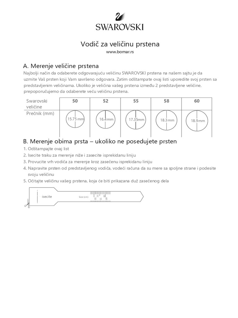 Vodic Za Velicinu Prstena | PDF