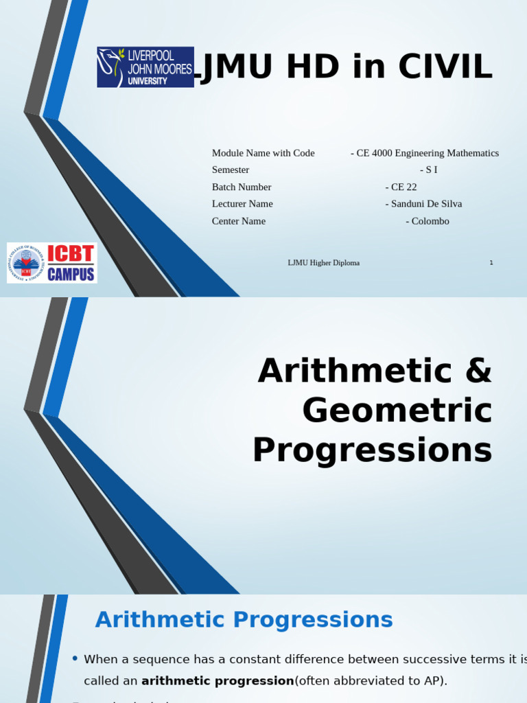 Arithmetic & Geometric Progressions | PDF