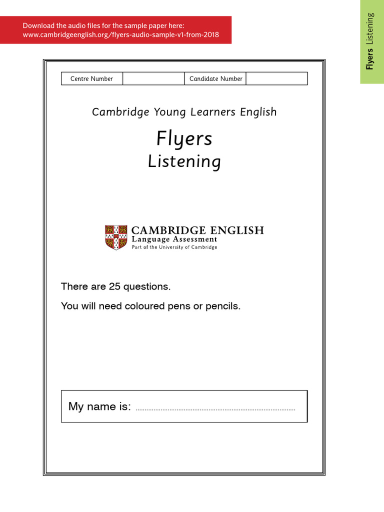 Flyers Sample Papers 2018 Vol1 0 | PDF