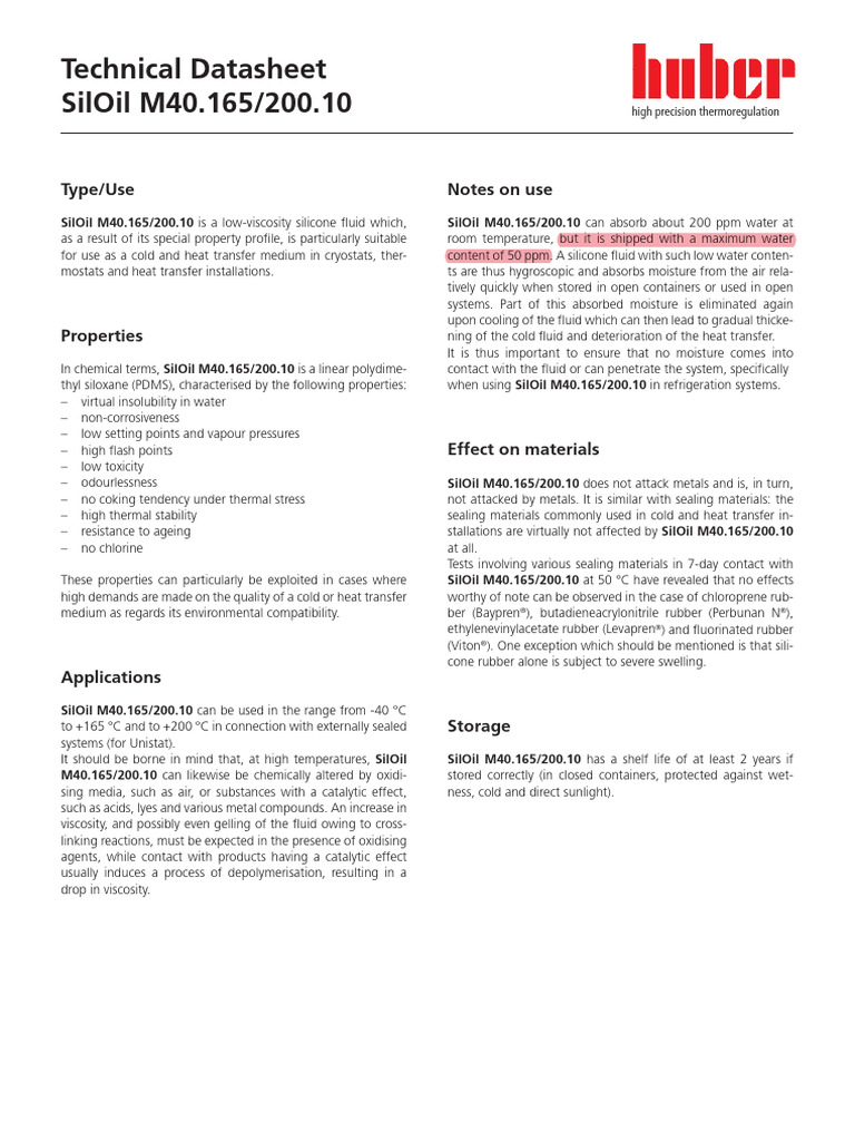 Huber M40.165-200.10 Techsheet EN | PDF