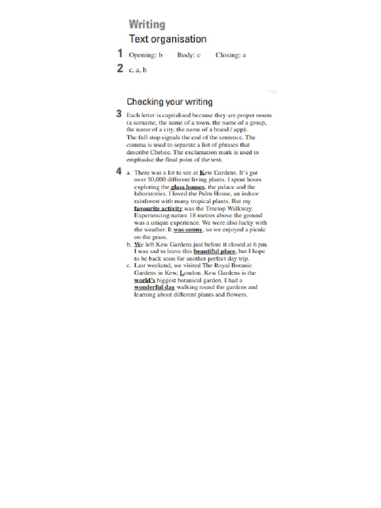 Answer Key Writing | PDF