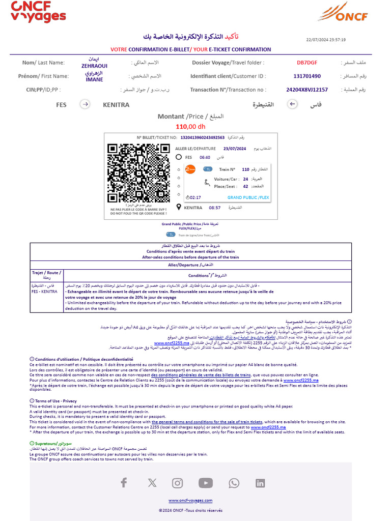 Oncf Voyages Imane Zehraoui | PDF