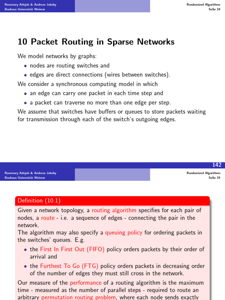 Part 4 - Packet Routing in Sparse Networks | PDF