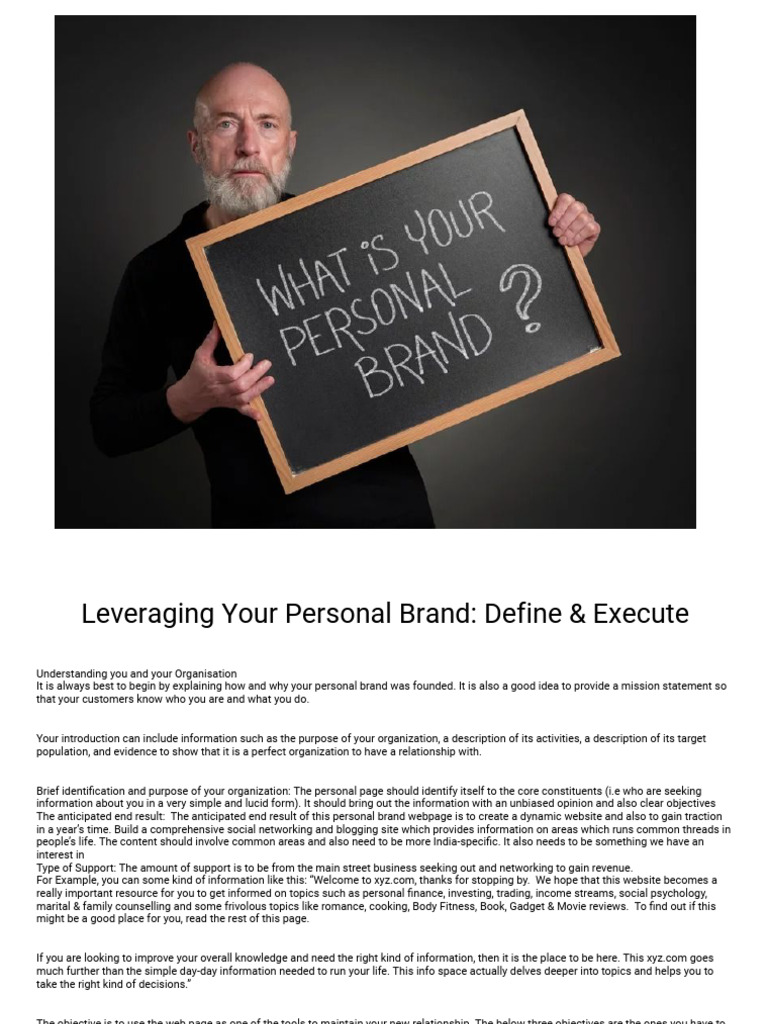 Leveraging Your Personal Brand - Define & Execute | PDF | Information ...