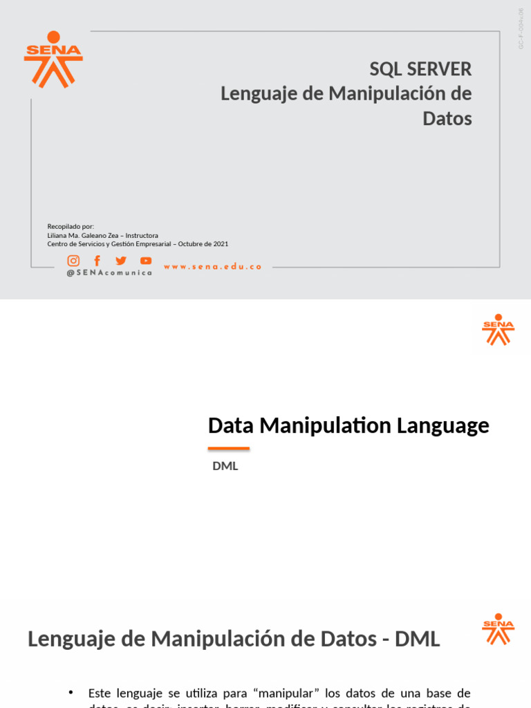 Manipulacion Datos SQL DML | PDF | SQL | Programación de computadoras