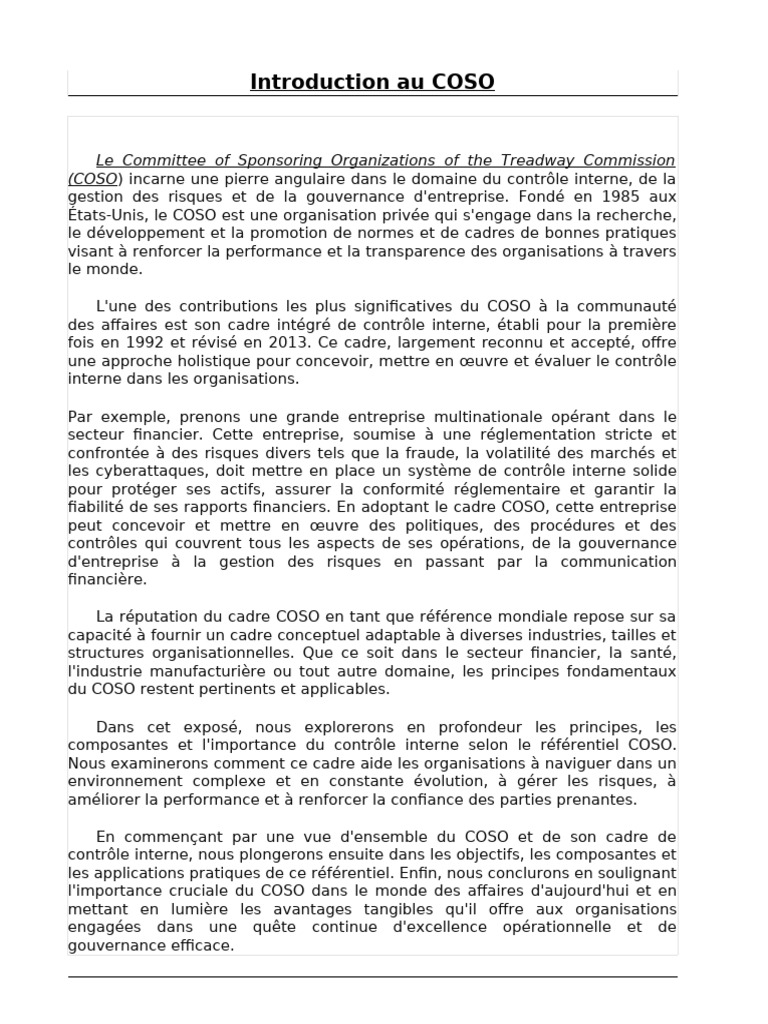 Introduction Au COSO | PDF