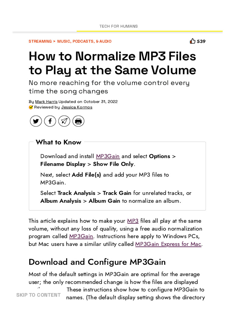 How To Normalize MP3 Files To Play at The Same Volume | PDF | Mp3 ...