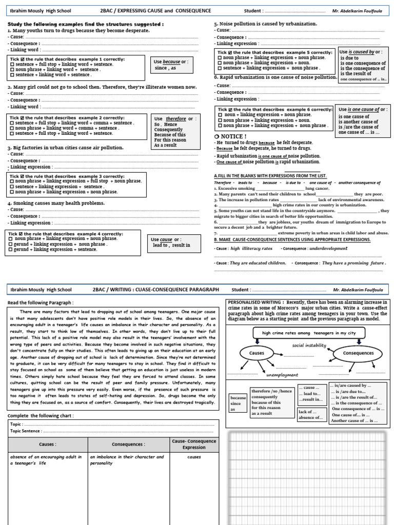 Expressing Cause and Effect and Writing Cause-Effect Paragraph | PDF