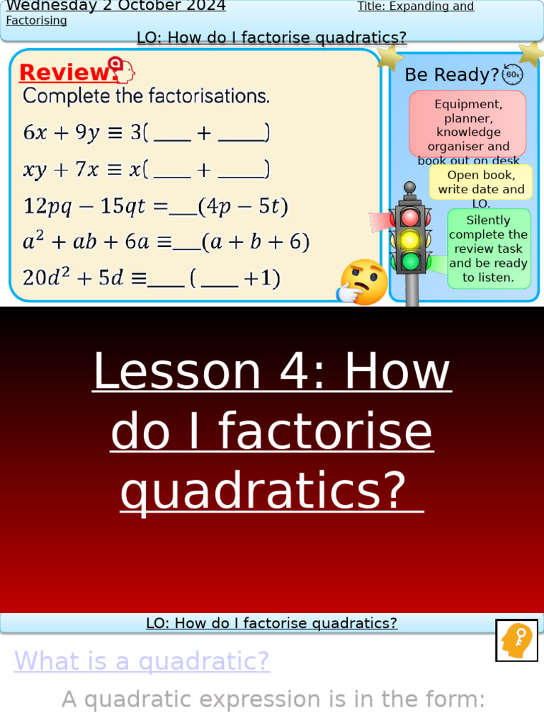 Factorise Lesson | PDF