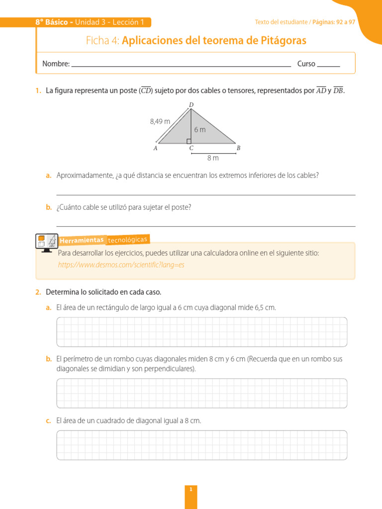 ficha 4 teorema pitagoras | PDF
