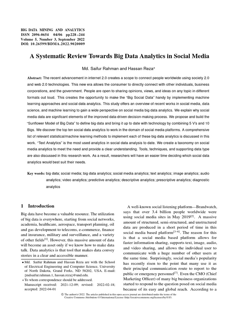 A Systematic Review Towards Big Data Analytics in Social Media | PDF