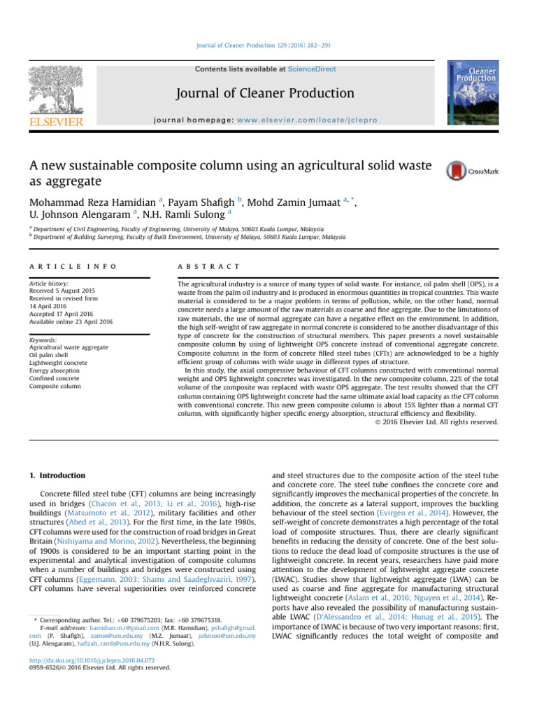 A New Sustainable Composite Column Using An Agricultural Solid Waste As ...