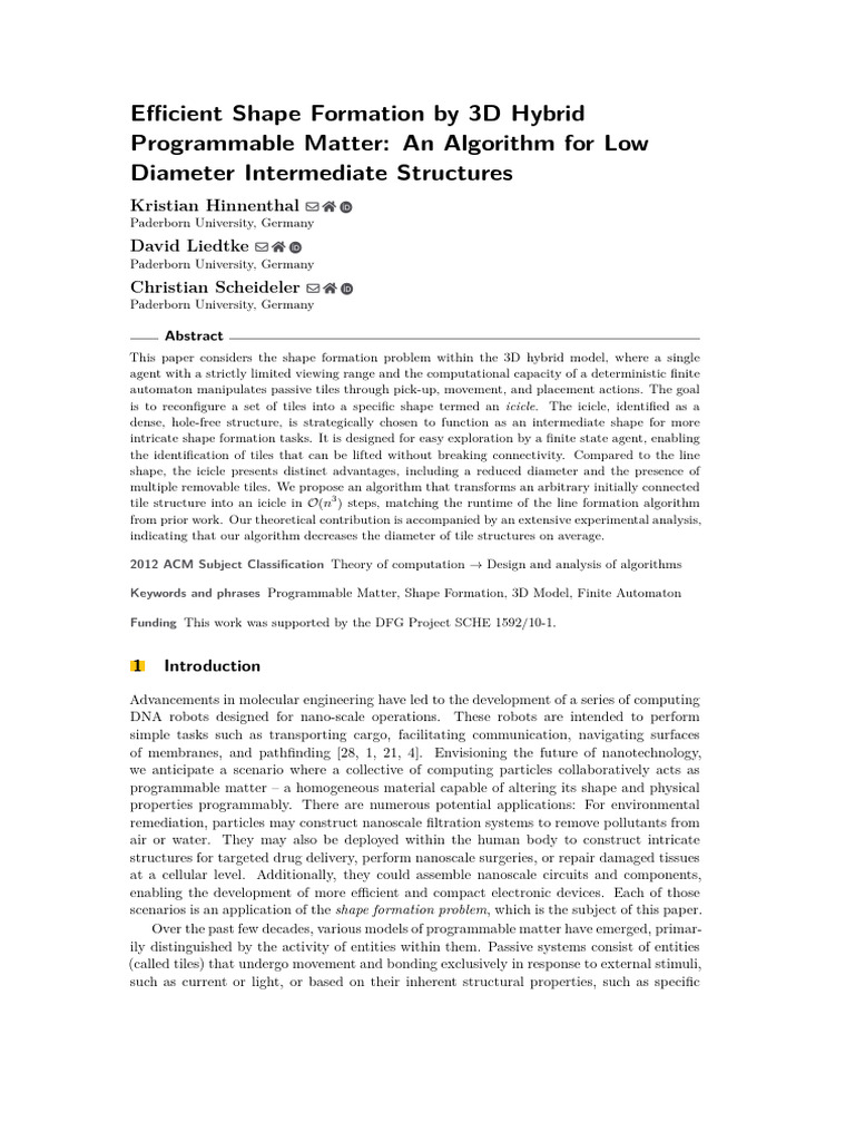 Efficient Shape Formation by 3D Hybrid | PDF