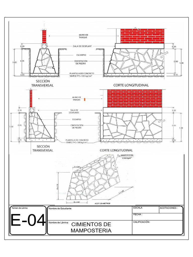 E04 - Cimiento de Mamposteria | PDF