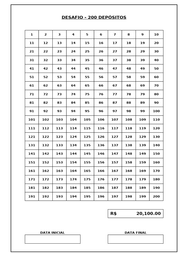 Desafio 200 Depositos | PDF