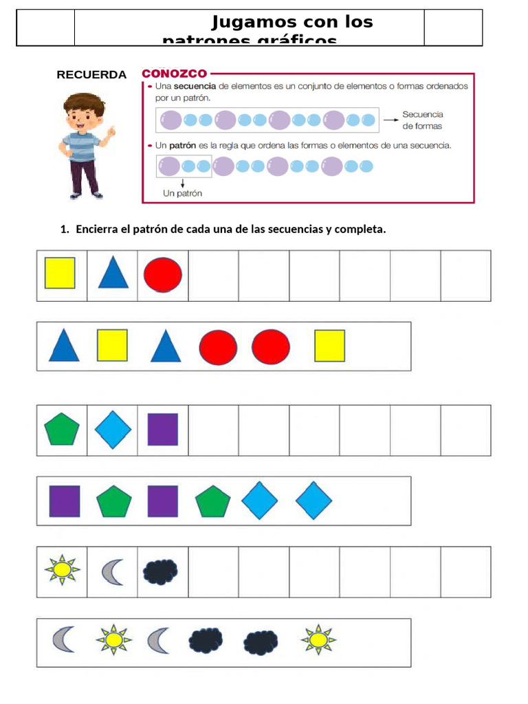D5 A1 FICHA MAT. Jugamos Con Patrones Gráficos | PDF