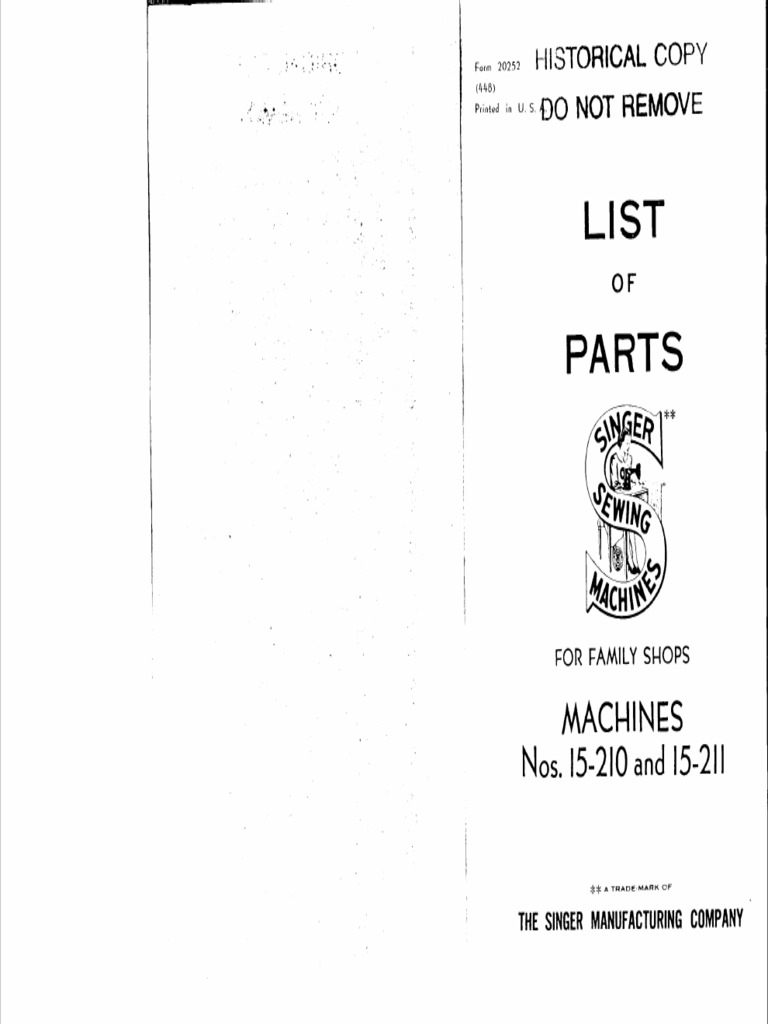 Parts List For 15-210, - 211 | PDF