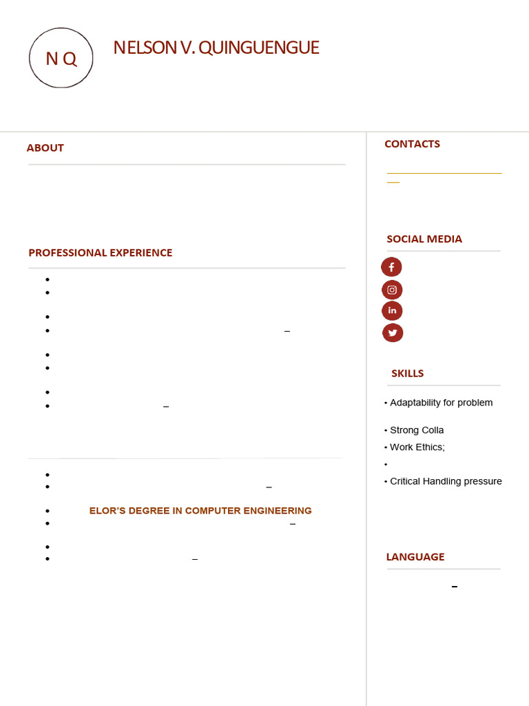 CV Novo Nelson Eng | PDF
