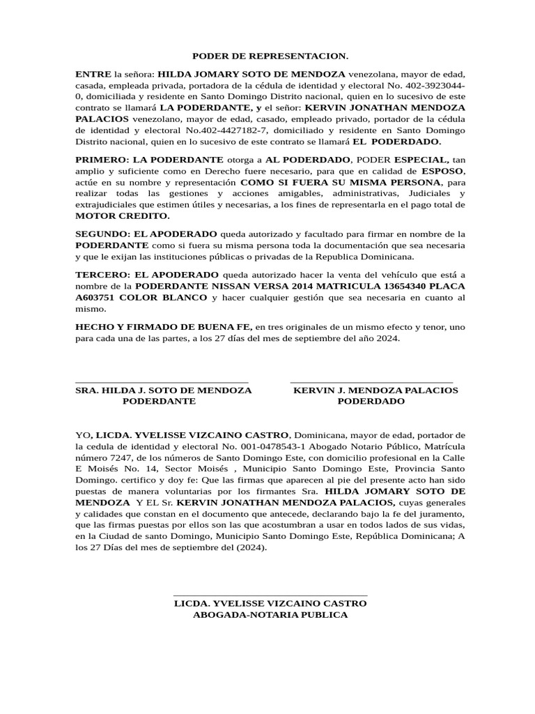 Poder de Representacion Josmary | PDF