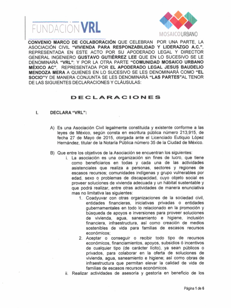 Convenio VRL y Mosaico | PDF