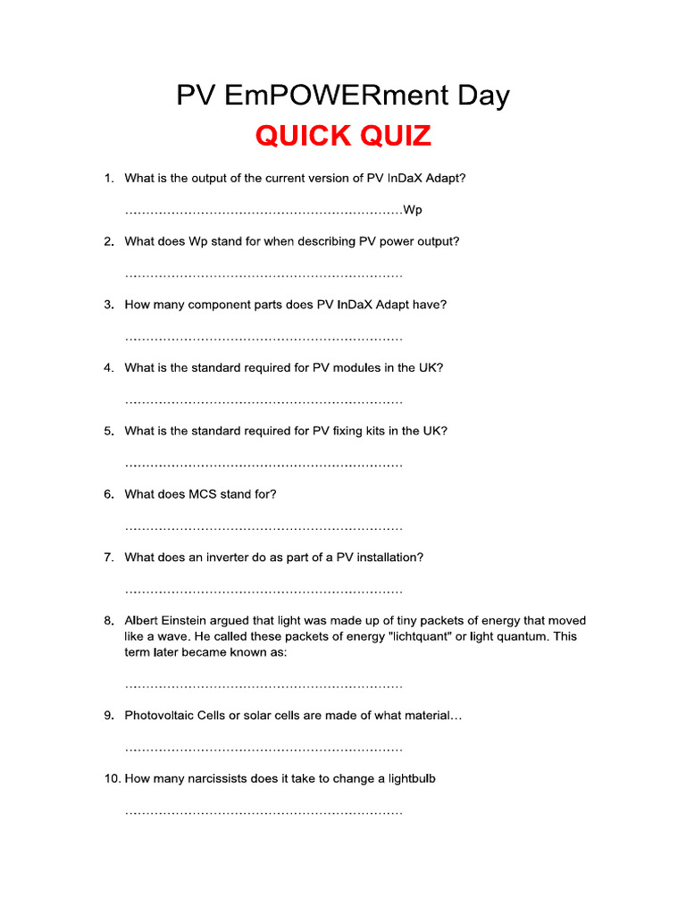 Quick Quiz | PDF