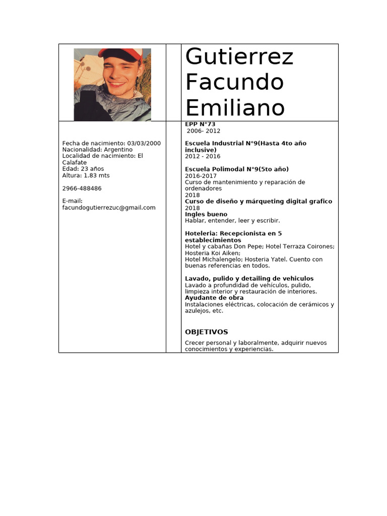 Gutierrez Facundo Emiliano cv | PDF