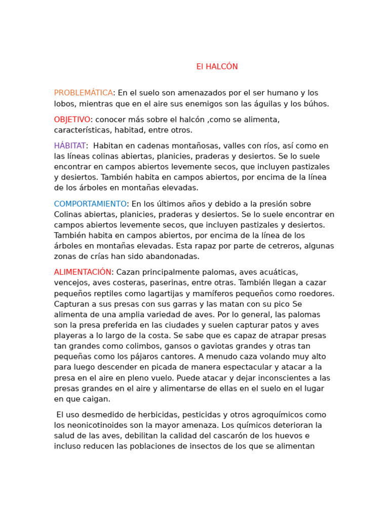 INFORME SOBRE EL HALCÓN? | PDF