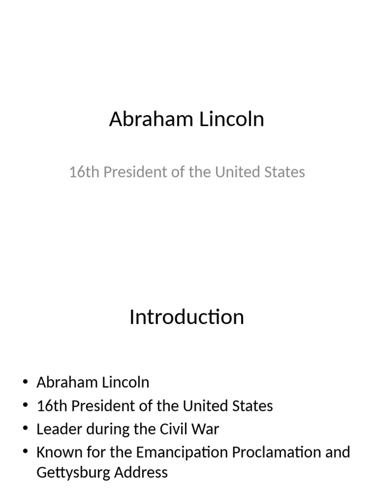 Abraham Lincoln Presentation Final Pdf