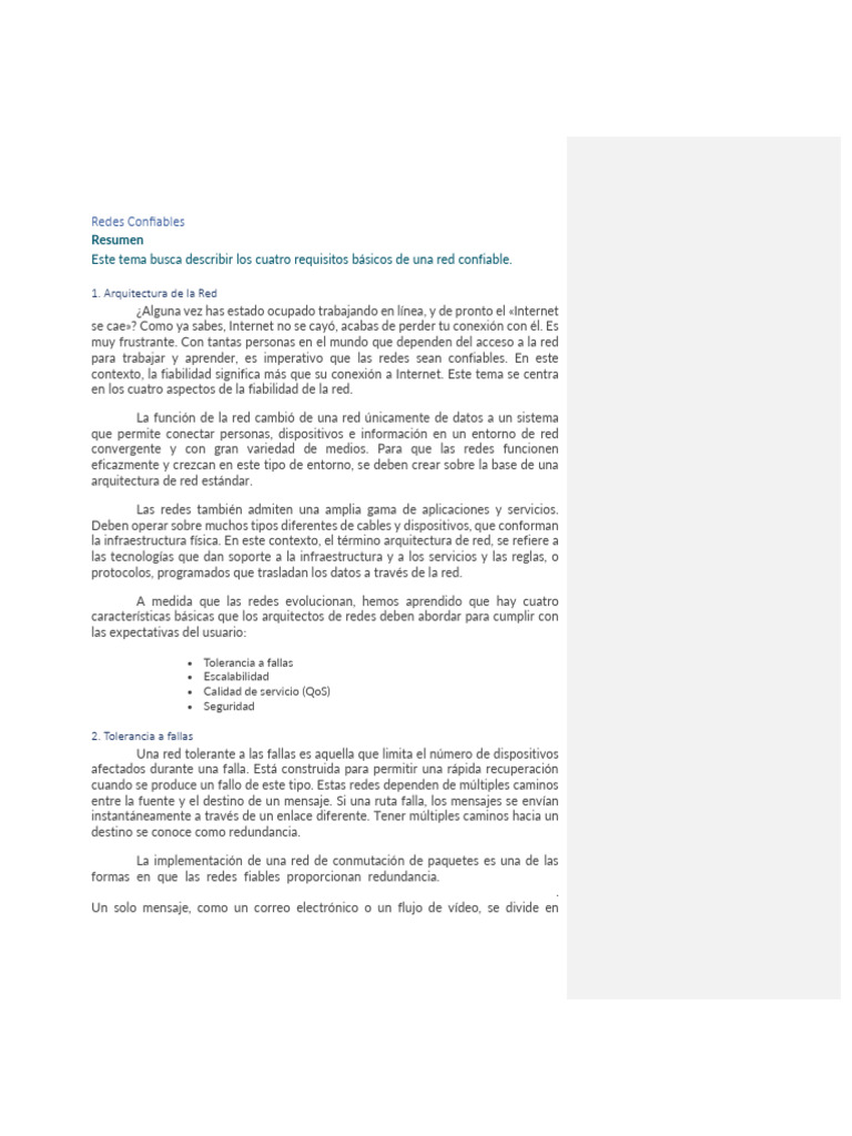 Redes Confiables | PDF | Calidad de servicio | Red de computadoras