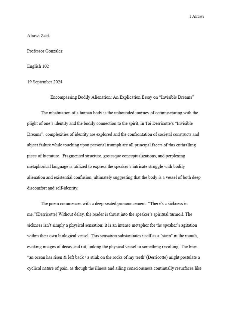 Final Draft Explication Essay | PDF