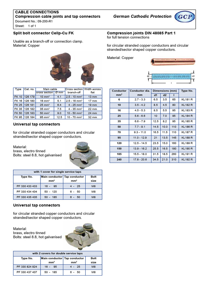 09-200-R1 Compression Cable Joints and Tap Connectors | PDF
