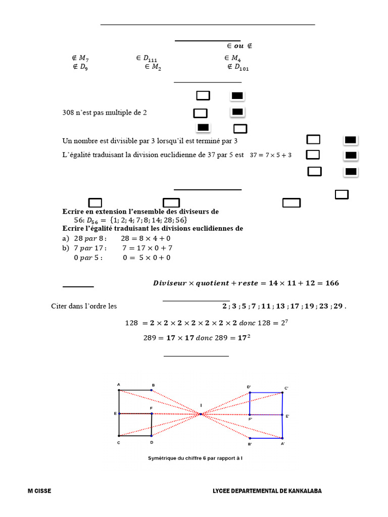Correction DEVOIR 1 MATHS 5ème | PDF
