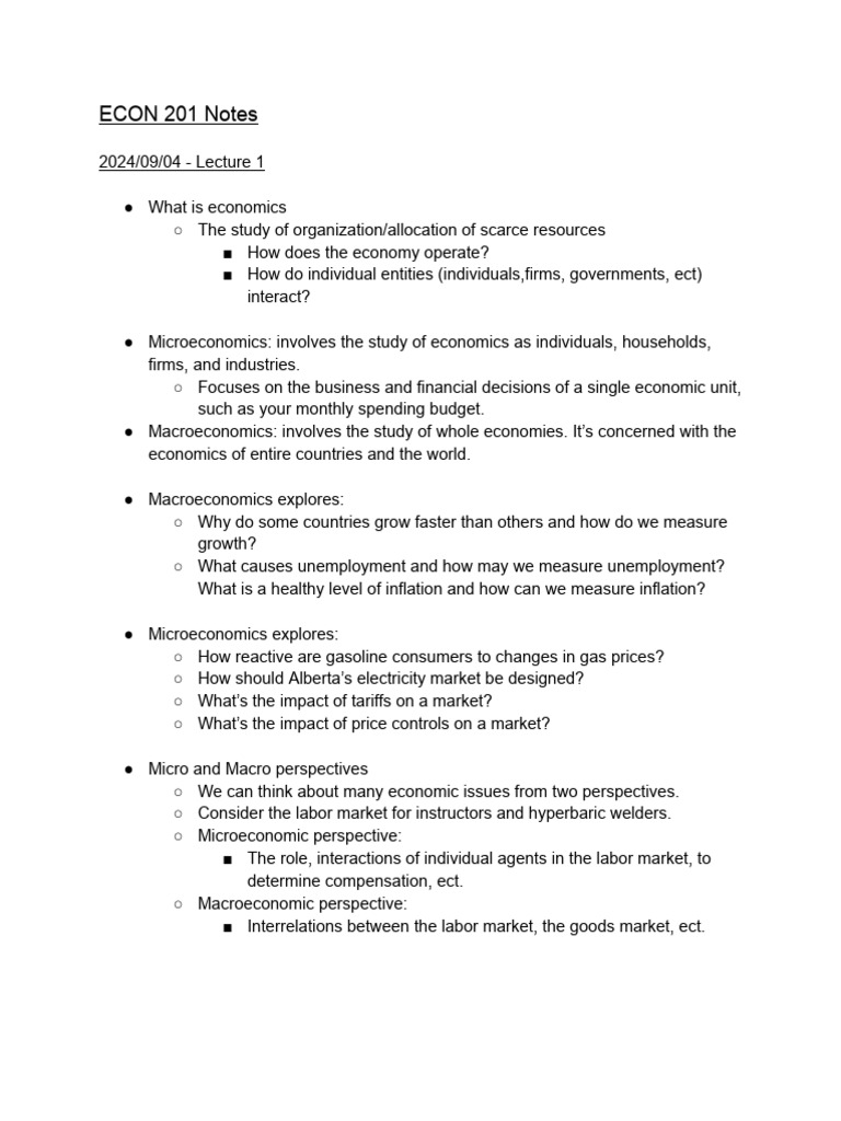 ECON 201 Notes | PDF