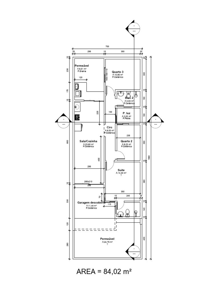 AREA 84,02 M : Quarto 3 Permeável | PDF