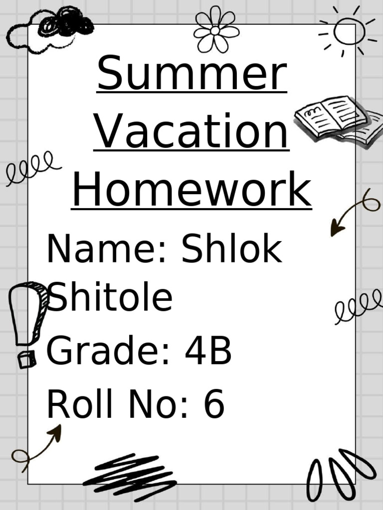Front Page Summer Vacation Homework Computer | PDF