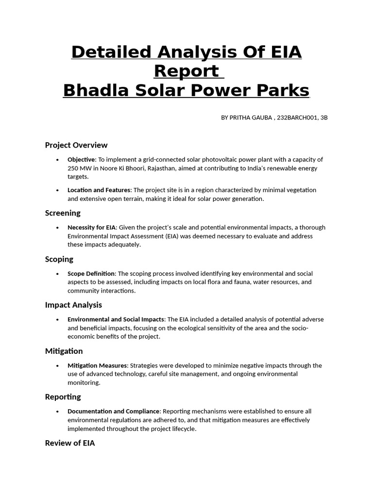 Eia Report Bhadla | PDF