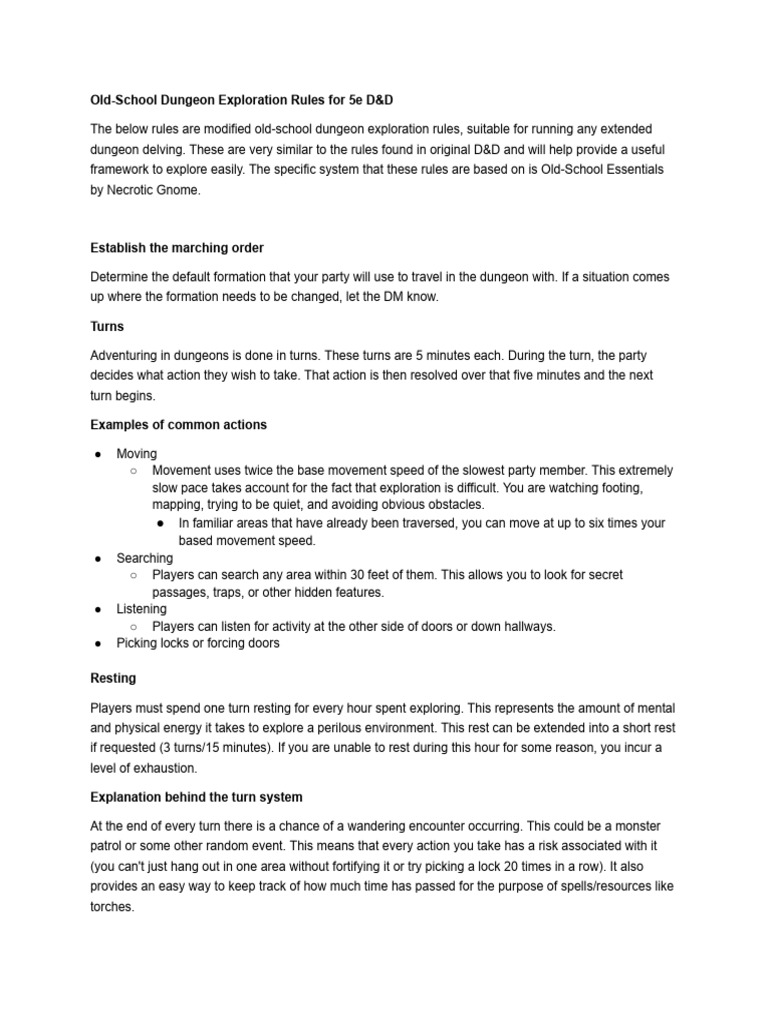 Dungeon Exploration Rules | PDF