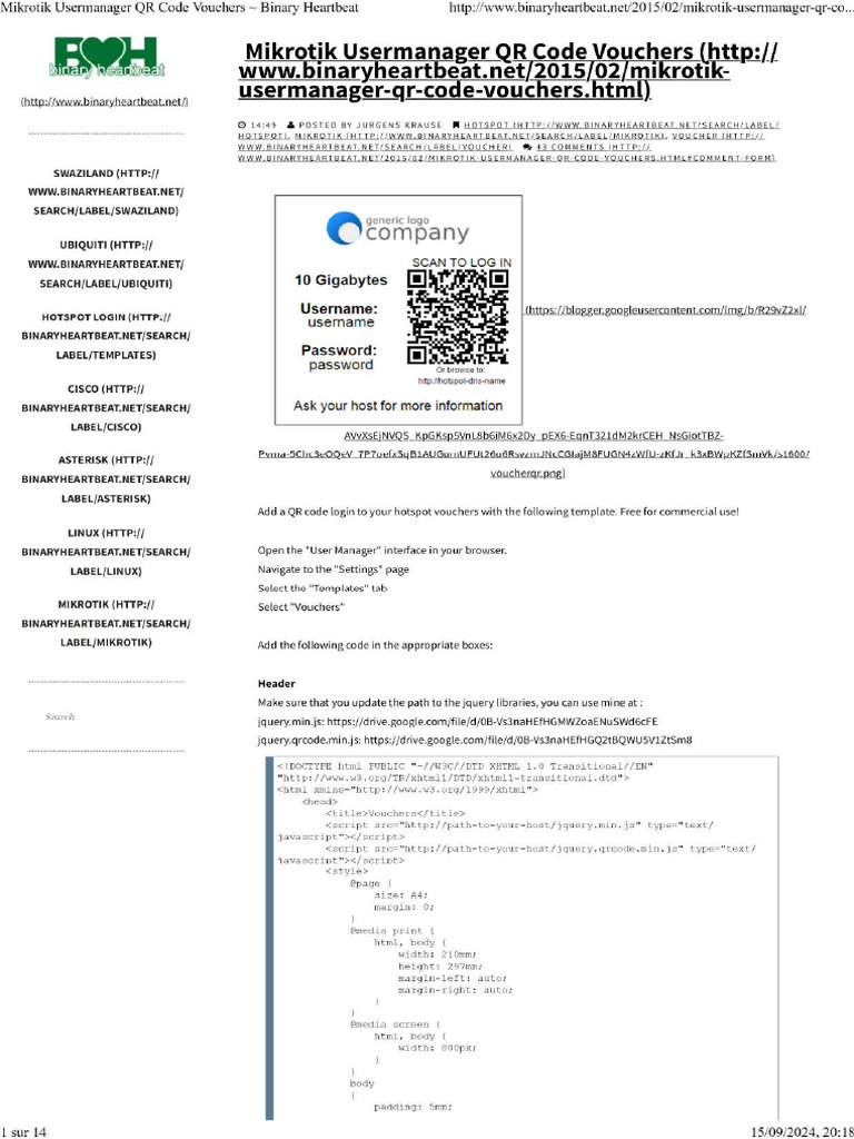 Mikrotik Usermanager QR Code Vouchers ~ Binary Heartbeat | PDF
