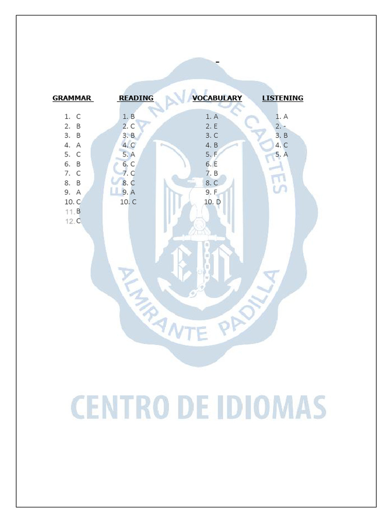 Beginner 2 2ND Term Exam - Unit 8-9 Answer Key | PDF | Teaching Methods & Materials | Science ...