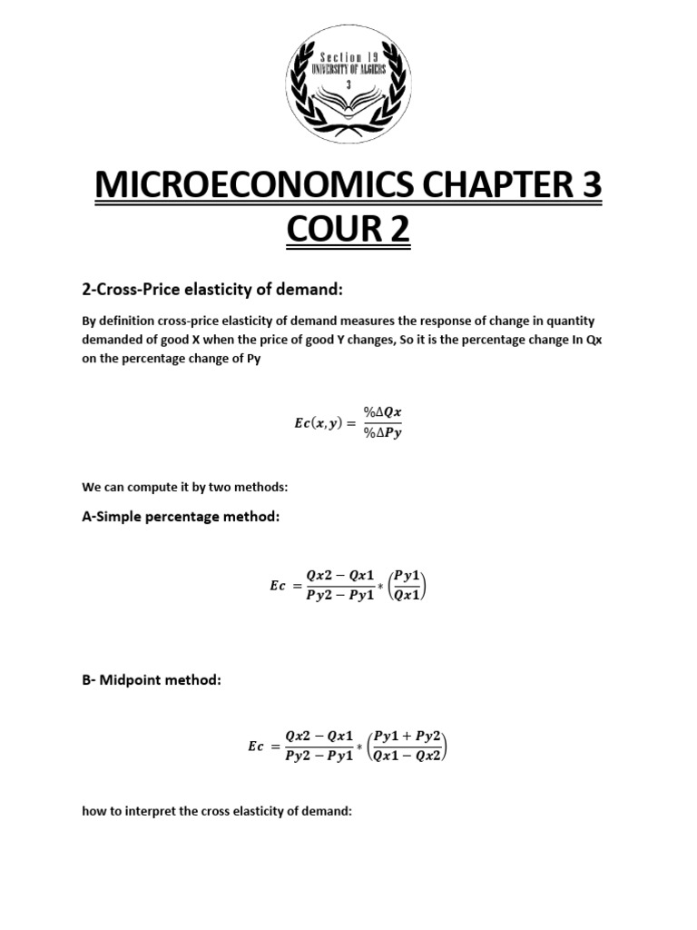 Microeconomics Chapter 3 Cour 2 | PDF | Price Elasticity Of Demand | Demand